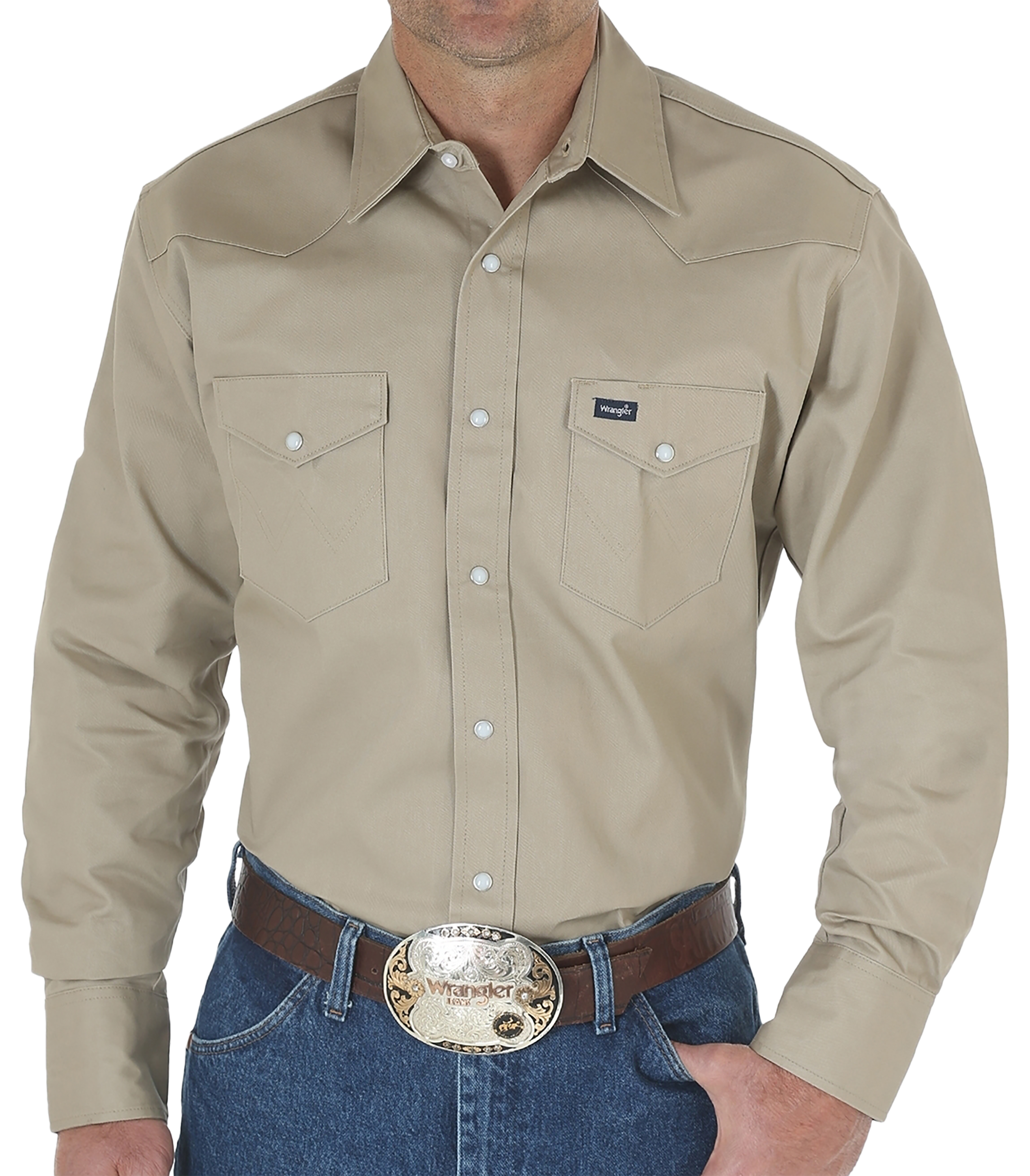 Wrangler Authentic Cowboy-Cut Work Western Long-Sleeve Shirt for Men ...